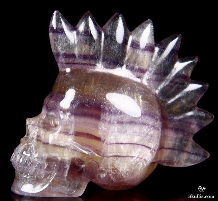 Nice 2.8" Fluorite Carved Crystal Punk Skull - Skullis Gemstone ...