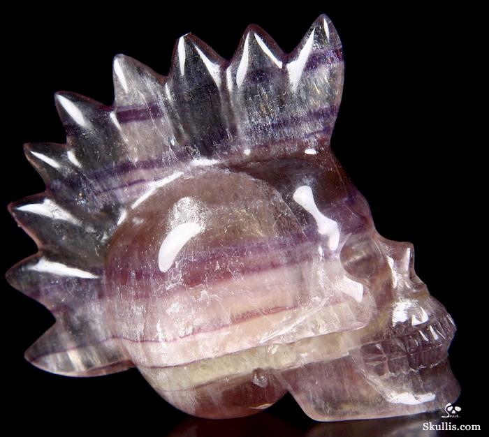 Nice 2.8" Fluorite Carved Crystal Punk Skull - Skullis Gemstone ...