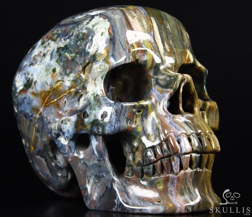 Nice Lifesized 7.5" Indian Agate Carved Crystal Skull, Super Realistic ...