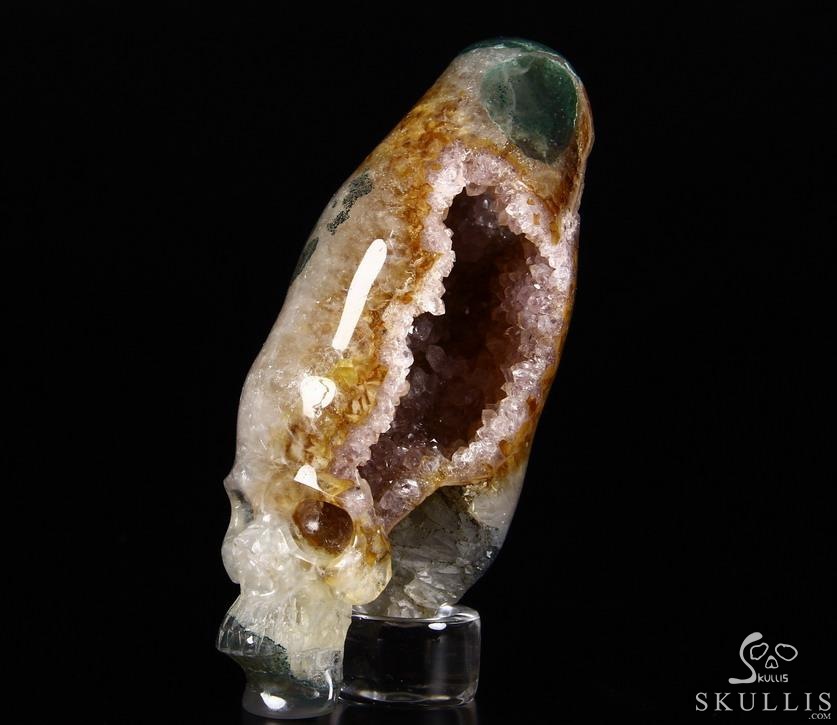 Nice 4.9" Amethyst Geode Carved Crystal Incan Skull Sculpture - Skullis ...