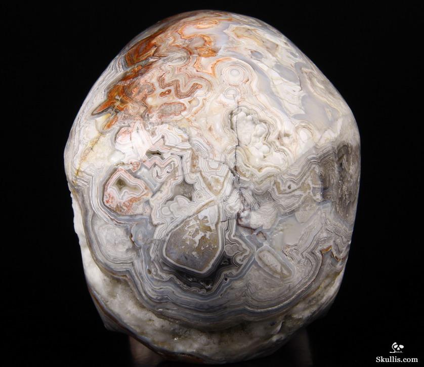 Huge 5.6" Crazy Lace Agate Carved Crystal Skull, Super Realistic ...