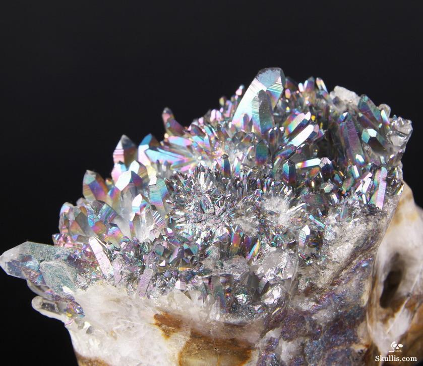 Rainbows Druse Huge 5.7" Quartz Rock Crystal Carved Crystal Skull ...