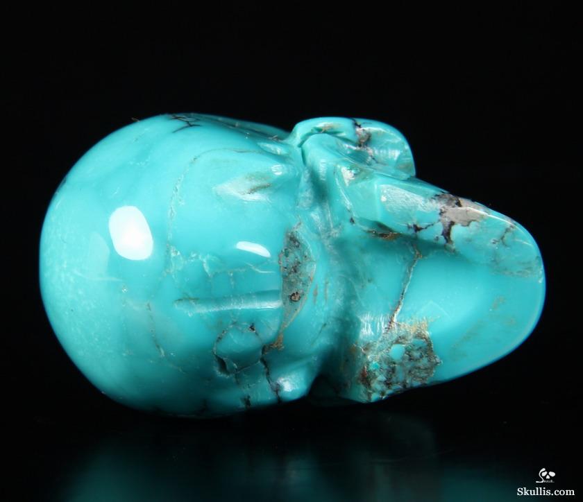 1.7" Turquoise Carved Crystal Skull, Realistic - Skullis Gemstone ...