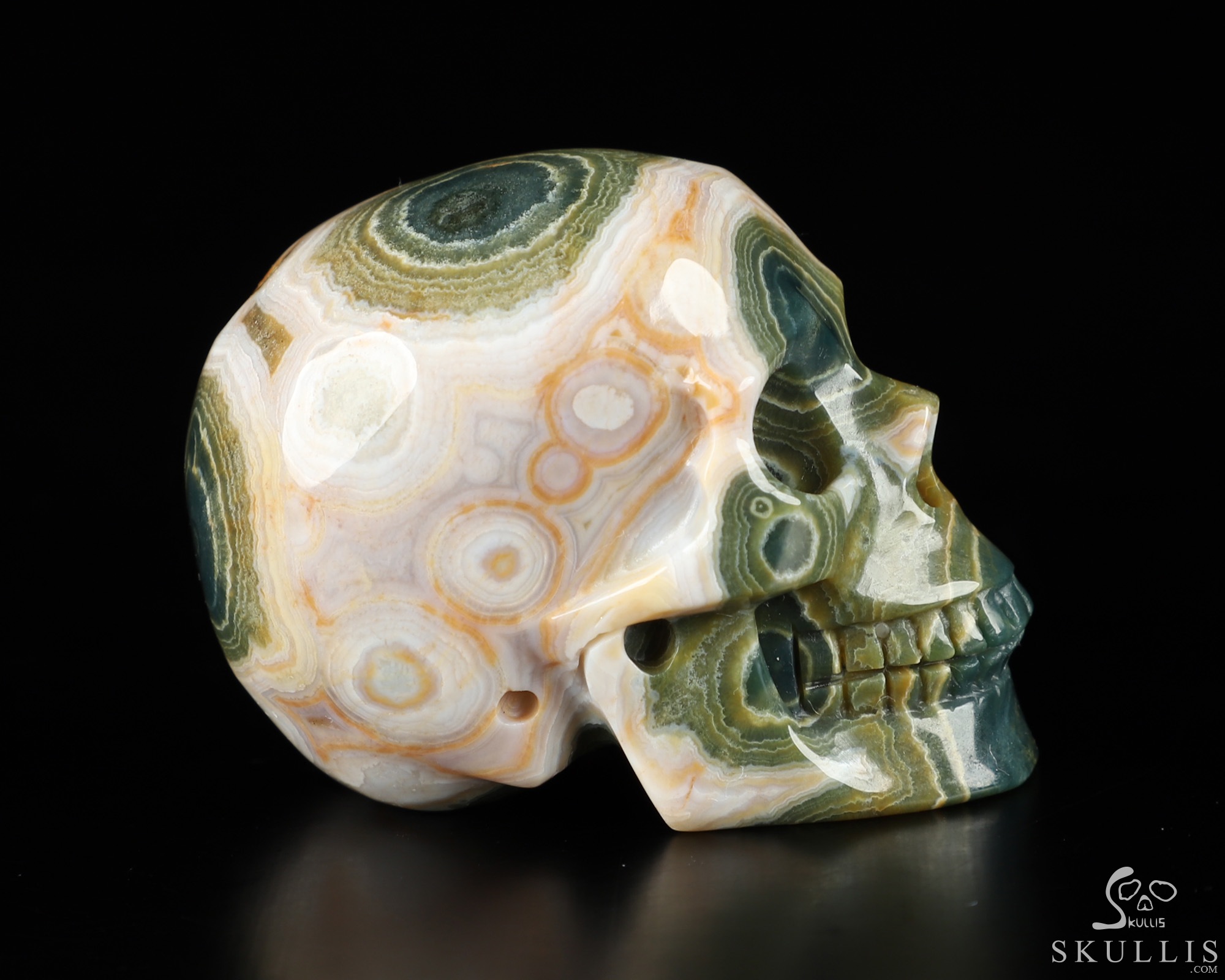 2.0" Ocean Jasper Hand Carved Crystal Skull, Realistic, Crystal Healing ...