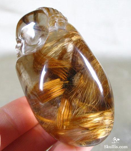 AMAZING 2.6" Rutilated Quartz Rock Carved Crystal Skull - Skullis ...