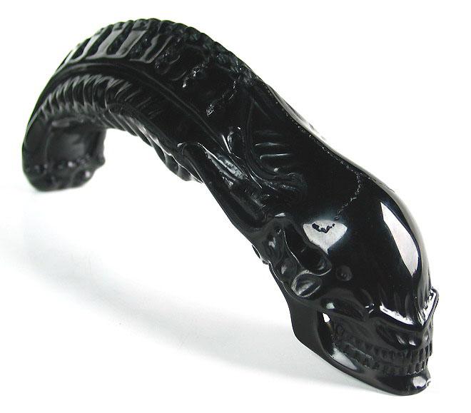 Elongated Huge 8.1" Black Obsidian Carved Crystal Alien Skull - Skullis ...