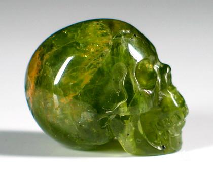 1.1" Green Garnet Carved Crystal Skull, Gemstone - Skullis Gemstone ...