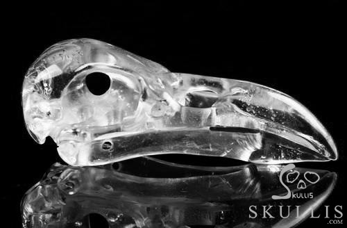 Clear Quartz Rock Crystal Carved Crystal Raven Skull Pendant - Skullis ...