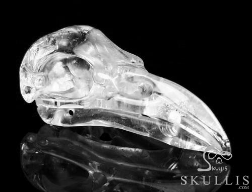 Clear Quartz Rock Crystal Carved Crystal Raven Skull Pendant - Skullis ...