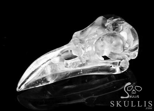 Clear Quartz Rock Crystal Carved Crystal Raven Skull Pendant - Skullis ...