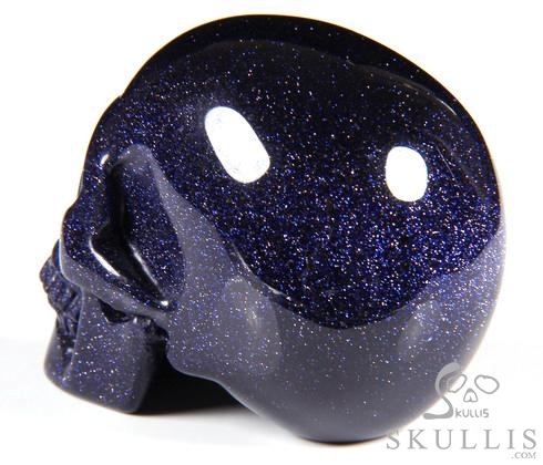 2.4" Blue Sand Stone Carved Crystal Skull, Realistic - Skullis Gemstone ...
