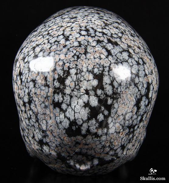 Huge 4.4" Snowflake Obsidian Carved Crystal Skull, Super Realistic ...