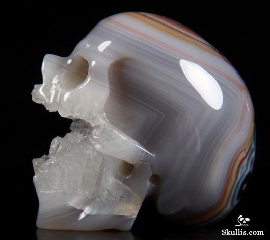 2.4" Agate Carved Crystal Druse Skull - Skullis Gemstone & Crystal Skulls