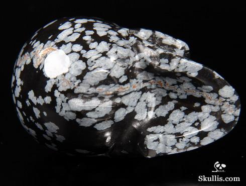 2.3" Snowflake Obsidian Carved Crystal Skull, Realistic - Skullis ...