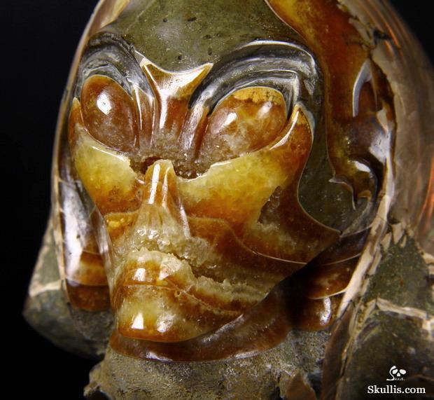 AMAZING FLASH HUGE GEODE 5.4" Ammonite Fossil Carved Crystal Alien ...