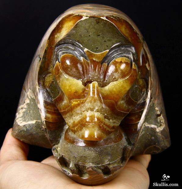 AMAZING FLASH HUGE GEODE 5.4" Ammonite Fossil Carved Crystal Alien ...