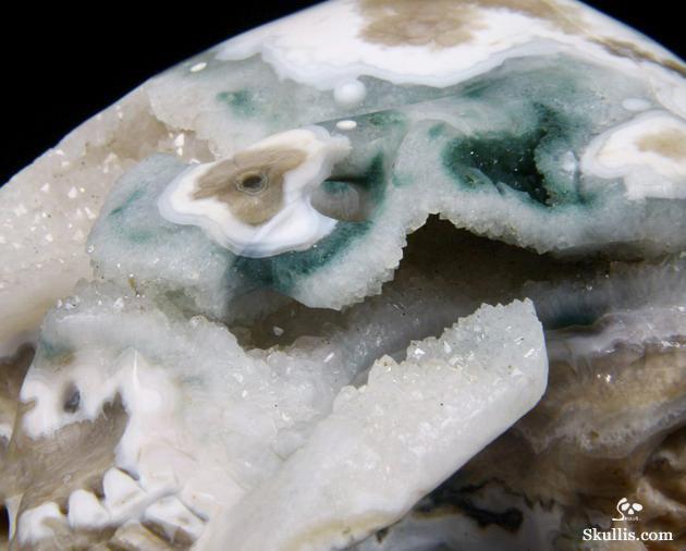 UNIQUE GEODE HUGE 5.1" Ocean Jasper Carved Crystal Skull, Super ...