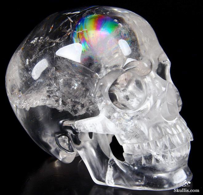 Rainbows Clear Huge 5.8" Quartz Rock Crystal Carved Crystal Skull ...