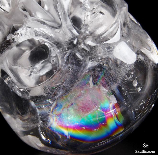 Rainbows Clear Huge 5.8" Quartz Rock Crystal Carved Crystal Skull ...