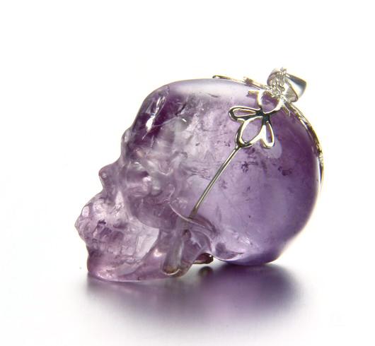 1.6" Amethyst Carved Crystal Skull with Sterling Silver - Skullis ...