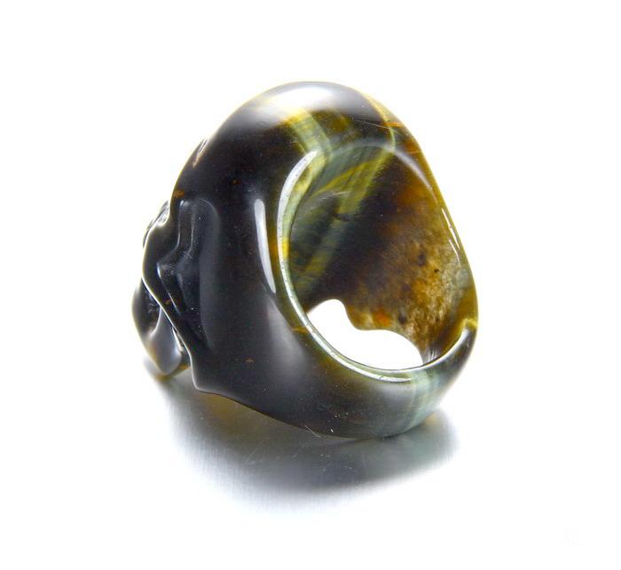 Amazing Flash Gemstone Size 8, Blue & Gold Tiger Eye Carved Crystal ...