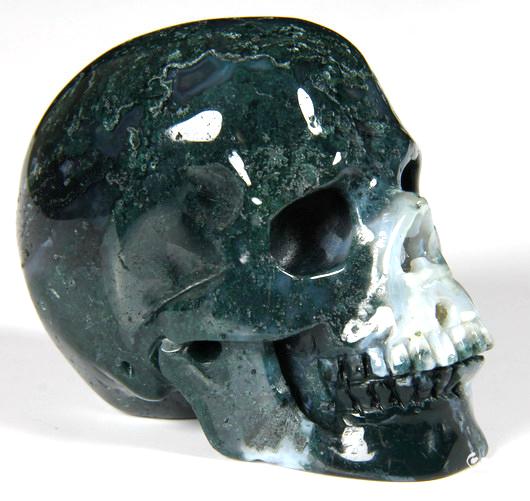 2.5" Green Moss Agate Carved Crystal Skull, Realistic - Skullis ...