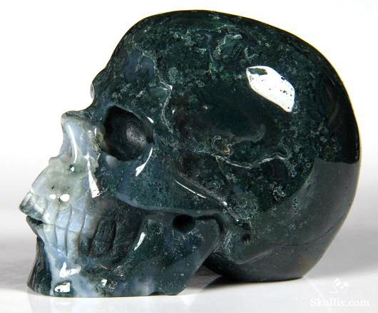 2.5" Green Moss Agate Carved Crystal Skull, Realistic - Skullis ...