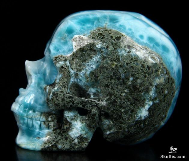 Amazing Gemstone 3.1" Larimar Carved Crystal Skull, Super Realistic ...