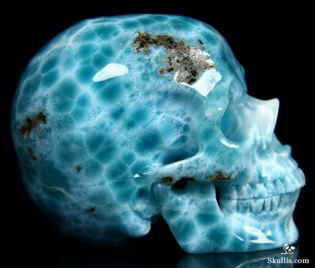 Amazing Gemstone 3.1" Larimar Carved Crystal Skull, Super Realistic ...