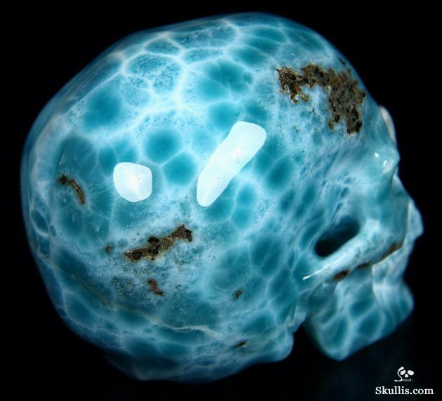 Amazing Gemstone 3.1" Larimar Carved Crystal Skull, Super Realistic ...