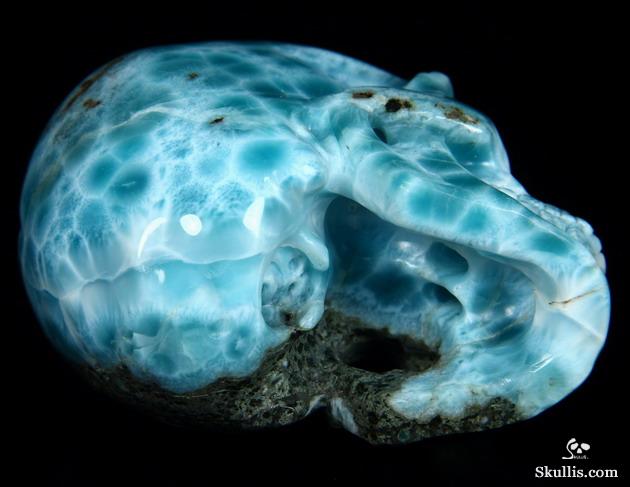 Amazing Gemstone 3.1" Larimar Carved Crystal Skull, Super Realistic ...