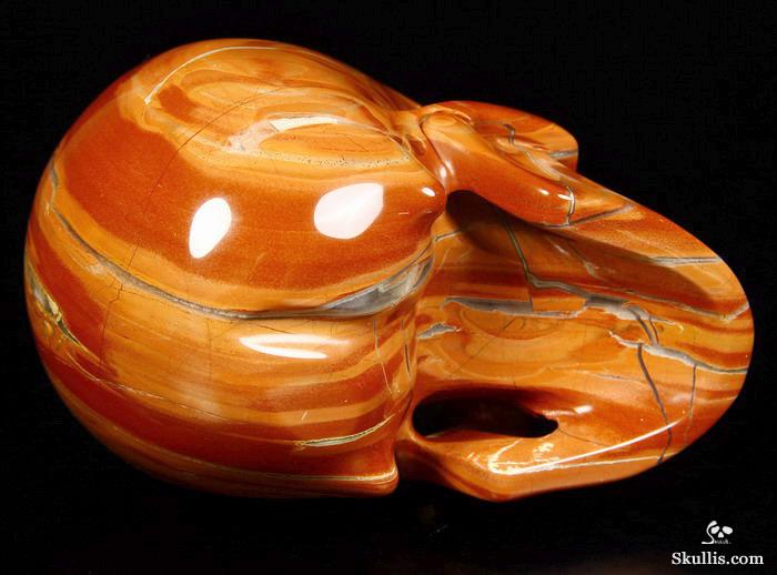 Huge 5.2" Red Jasper Carved Crystal Skull, Realistic - Skullis Gemstone ...