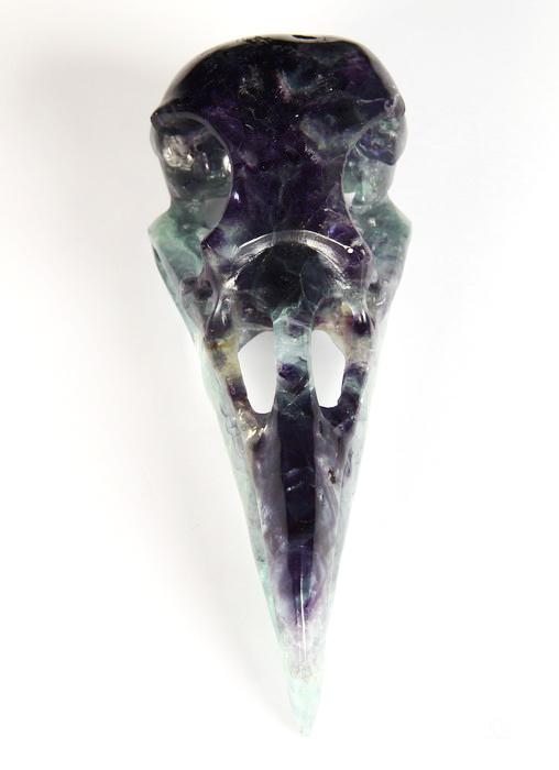 Huge 4.6" Fluorite Carved Crystal Raven Skull - Skullis Gemstone ...