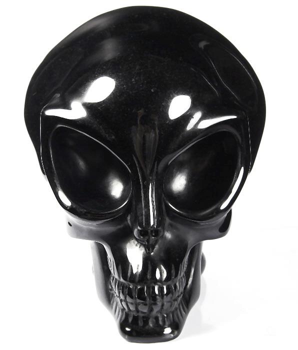 Huge 5.1" Black Obsidian Carved Crystal Alien Skull - Skullis Gemstone ...