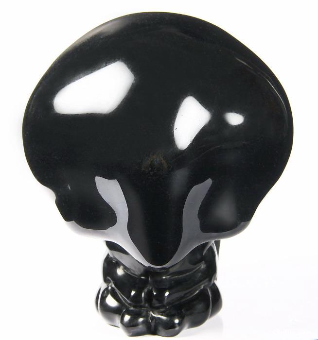 Huge 5.1" Black Obsidian Carved Crystal Alien Skull - Skullis Gemstone ...
