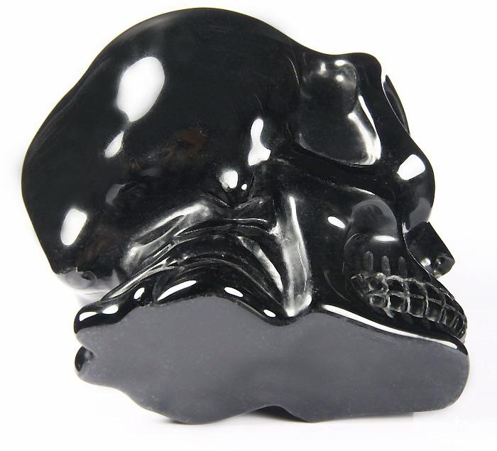 Huge 5.1" Black Obsidian Carved Crystal Alien Skull - Skullis Gemstone ...