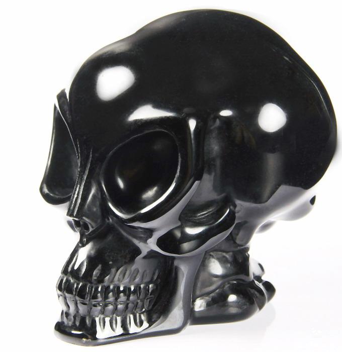 Huge 5.1" Black Obsidian Carved Crystal Alien Skull - Skullis Gemstone ...