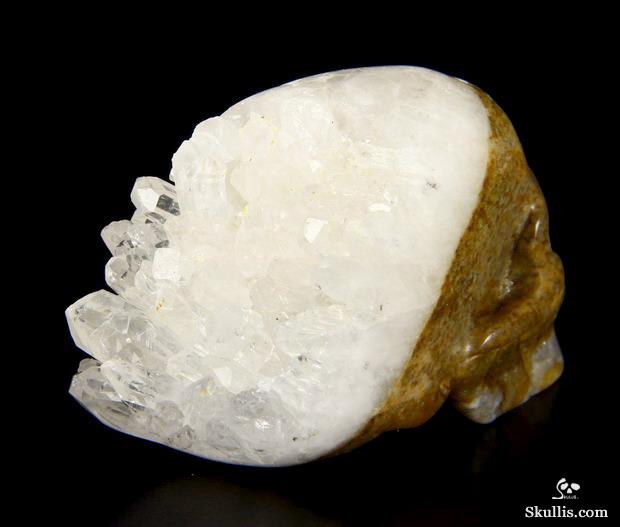 3.1" Quartz Druse Carved Crystal Skull, Realistic - Skullis Gemstone ...
