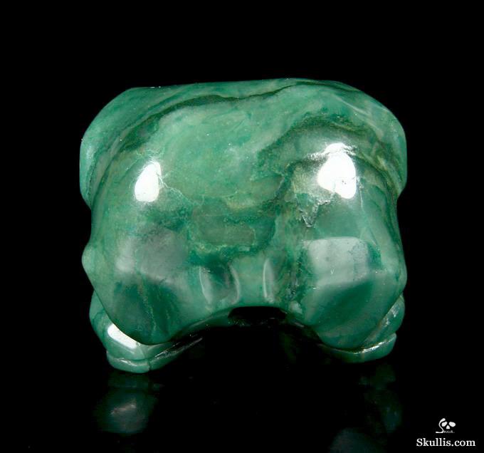 Huge 4.6" African Green Stone Verdite Carved Crystal Raven Skull ...