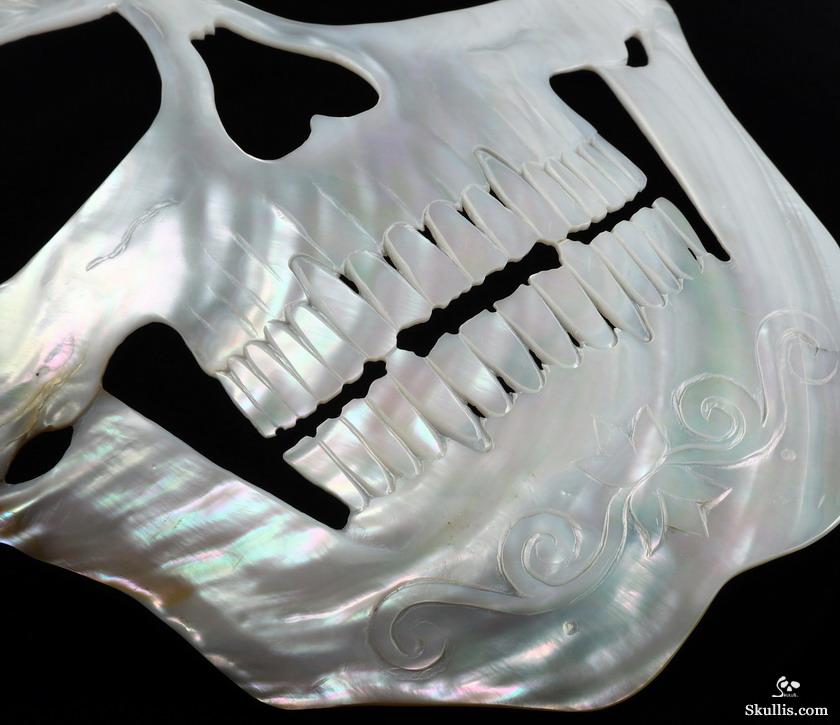 8.8" Shell Carved Skull Mask - Skullis Gemstone & Crystal Skulls