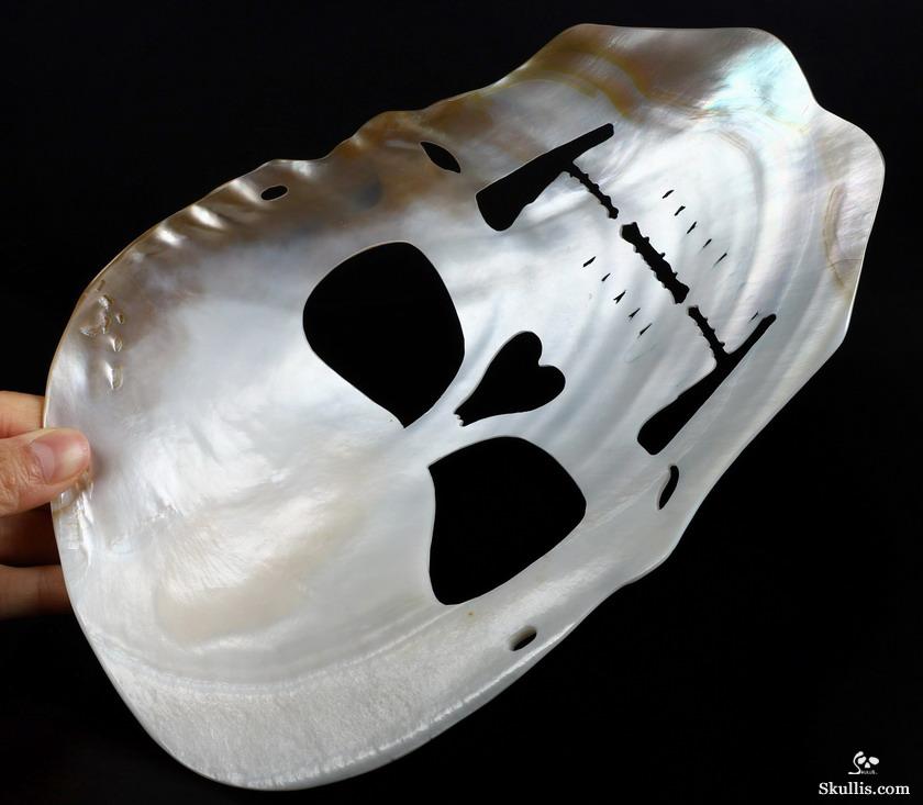 8.8" Shell Carved Skull Mask - Skullis Gemstone & Crystal Skulls