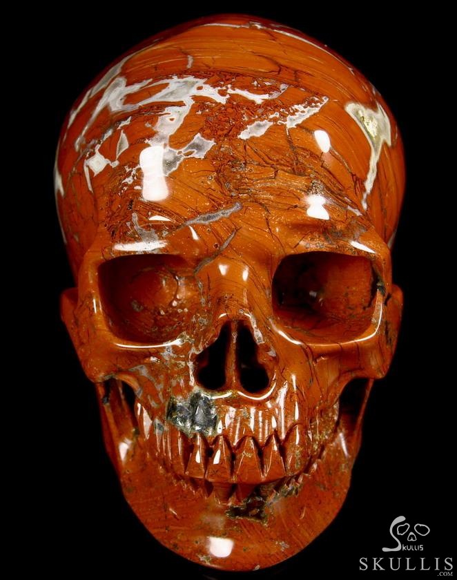Huge 5.2" Red Jasper Carved Crystal Skull, Super Realistic - Skullis ...
