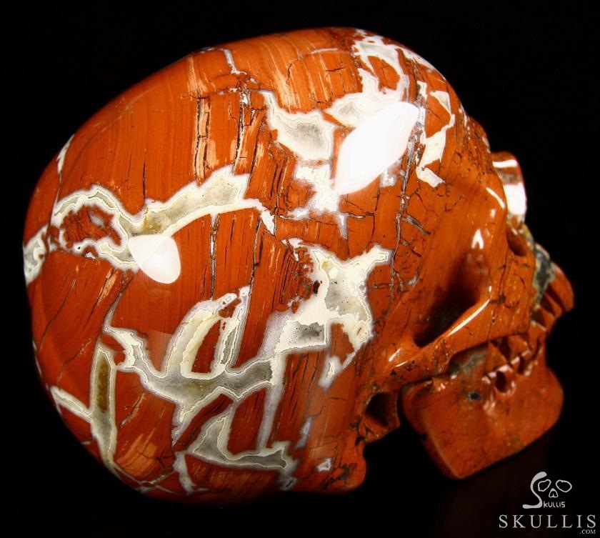 Huge 5.2" Red Jasper Carved Crystal Skull, Super Realistic - Skullis ...