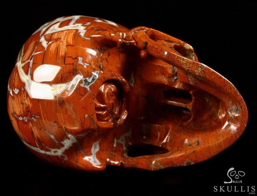 Huge 5.2" Red Jasper Carved Crystal Skull, Super Realistic - Skullis ...