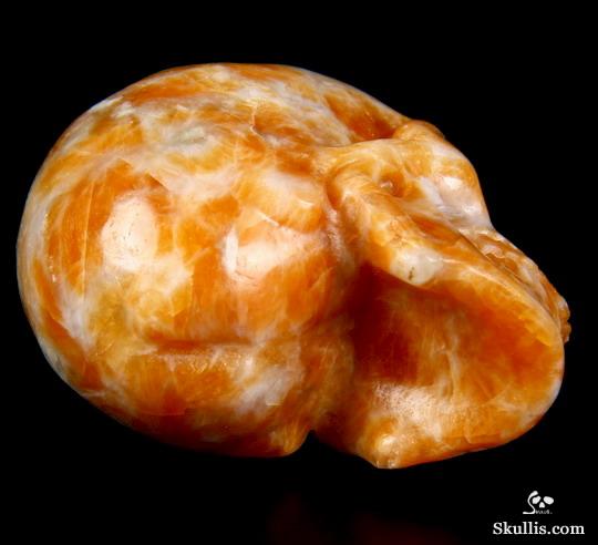 2.0" Orange Calcite Carved Crystal Skull, Realistic - Skullis Gemstone ...