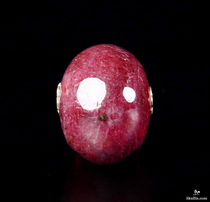 Amazing Gemstone Ruby Carved Crystal Skull Pendant with 18K gold ...