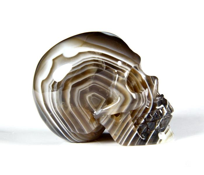 Fine Gemstone 1.1" Mozambique Agate Carved Crystal Skull, Realistic ...