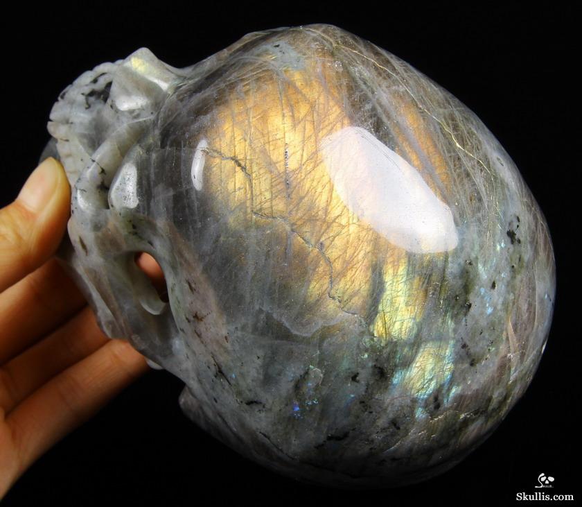 Amazing Flash Huge 5.4" Labradorite Carved Crystal Skull, Super ...