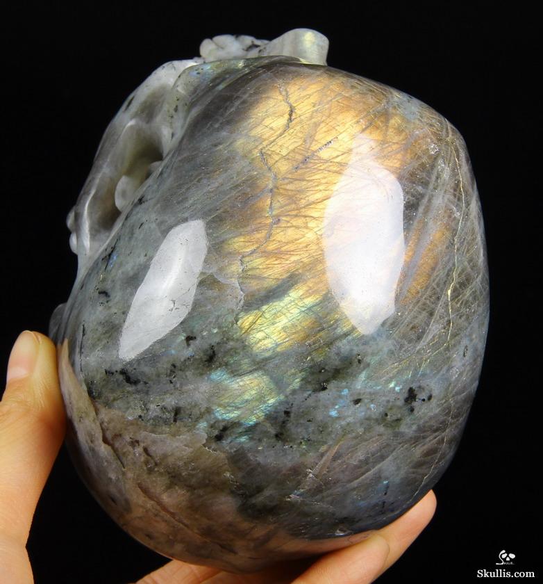Amazing Flash Huge 5.4" Labradorite Carved Crystal Skull, Super ...