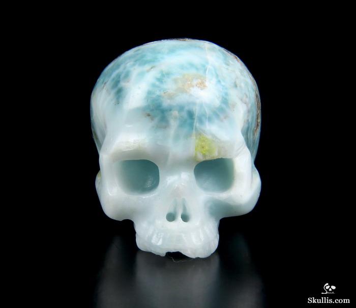Gemstone 1.3” Larimar Carved Crystal Skull - Skullis Gemstone & Crystal ...